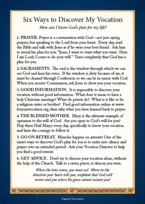 6 Ways to Discover My Vocation Card (set of 50) | Vianney Vocations