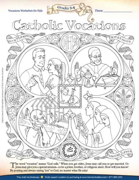 Vocations Worksheet for Kids – Grades 3-4 | Vianney Vocations
